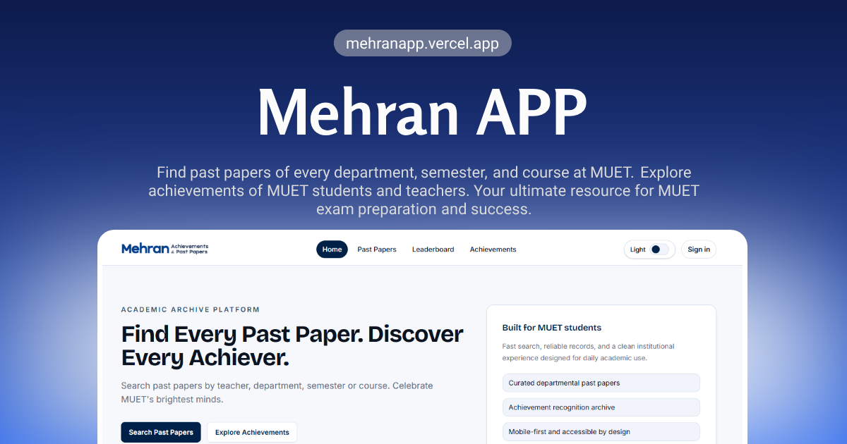 Past Papers | Mehran APP